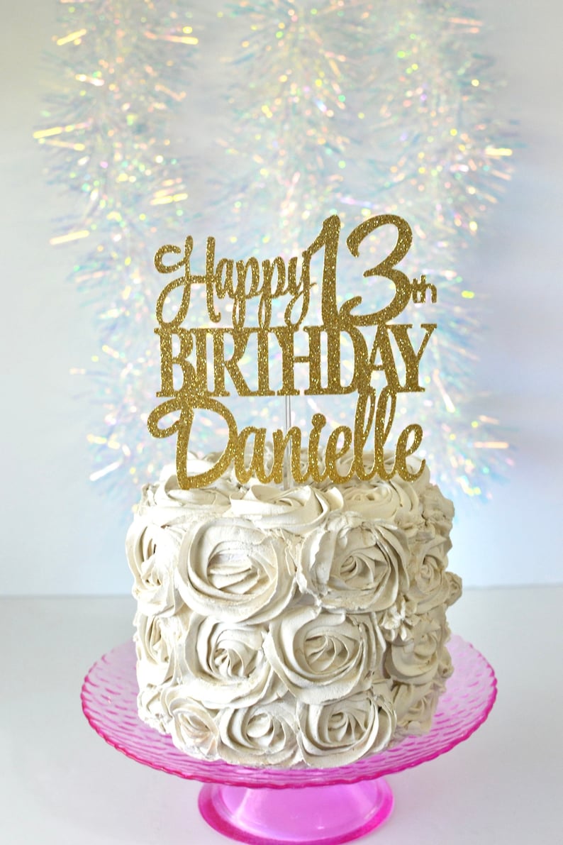 Happy 13th Birthday Personalized Name Cake Topper Custom Cake - Etsy