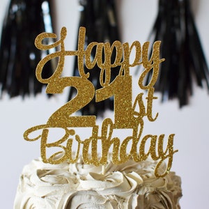 Glitter Happy 21st Birthday Hello 21 21st Birthday Cake - Etsy