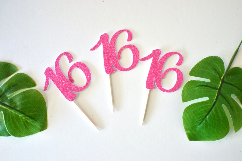 Glitter 16 Cupcake Toppers 16 Topper 16th Birthday Cake 16 - Etsy
