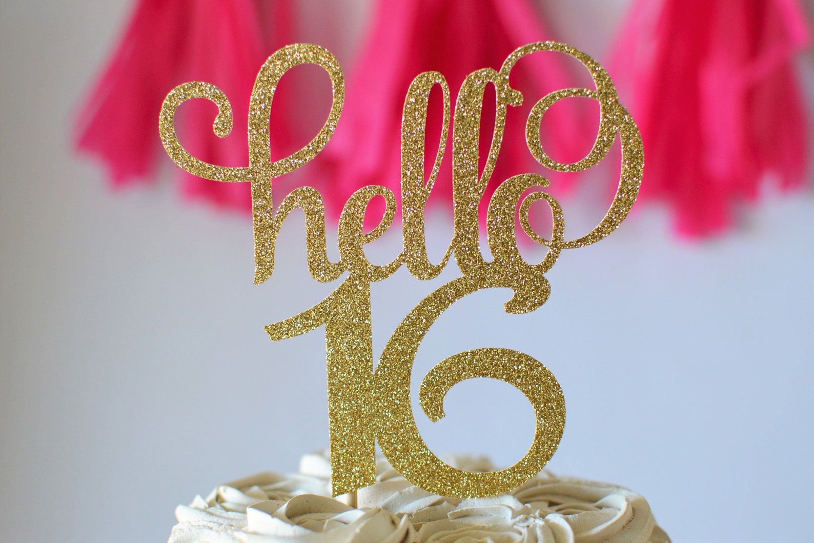 Glitter Hello 16 Topper Sassy 16 16th Birthday Sixteen - Etsy