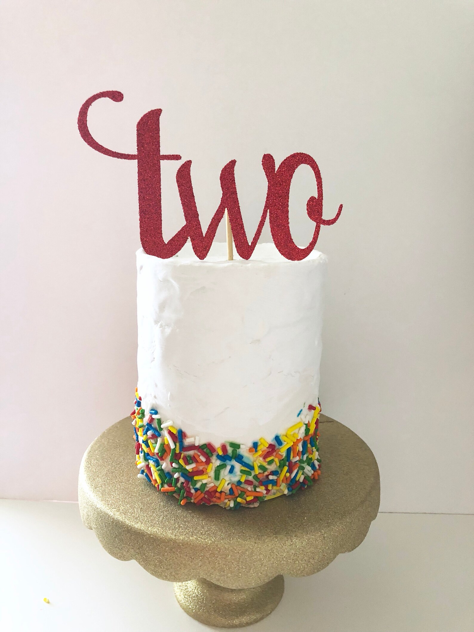 Glitter "two" Cake Topper, 2nd Birthday Topper, Two Cake Topper ...