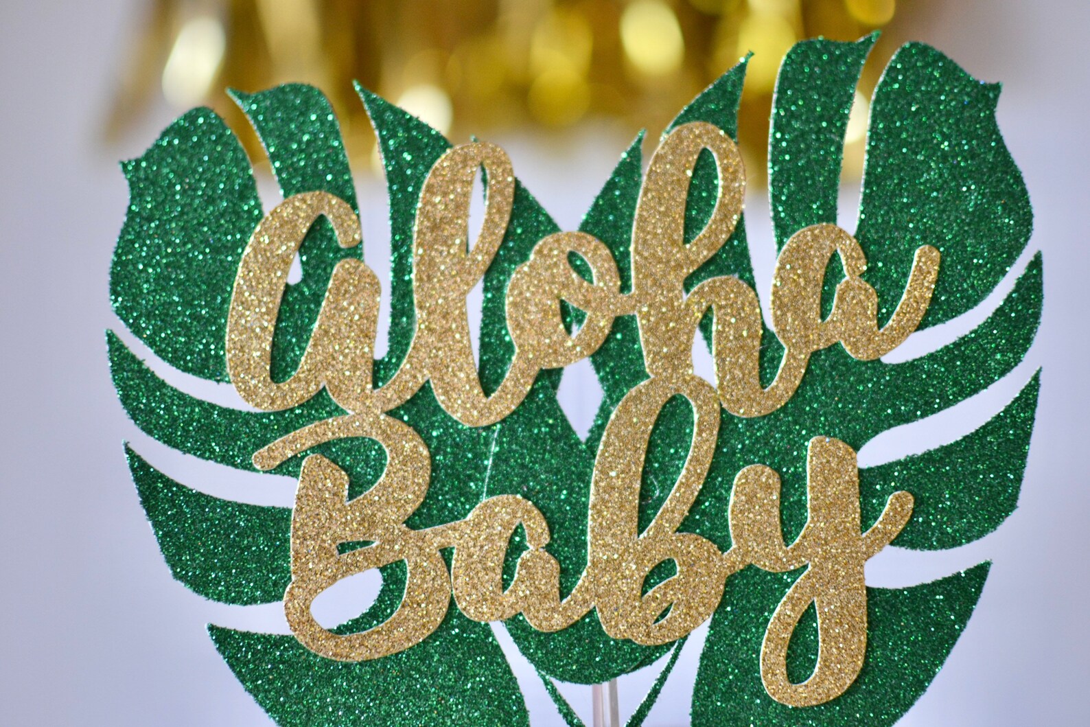 Aloha Baby Palm Leaf Cake Topper, Baby Shower, Monstera, It's a Boy, It ...