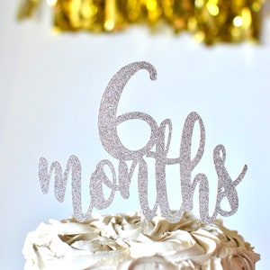 6 Months Cake Topper, 1/2 Birthday Glitter Cake Topper, Smash Cake, 6 ...