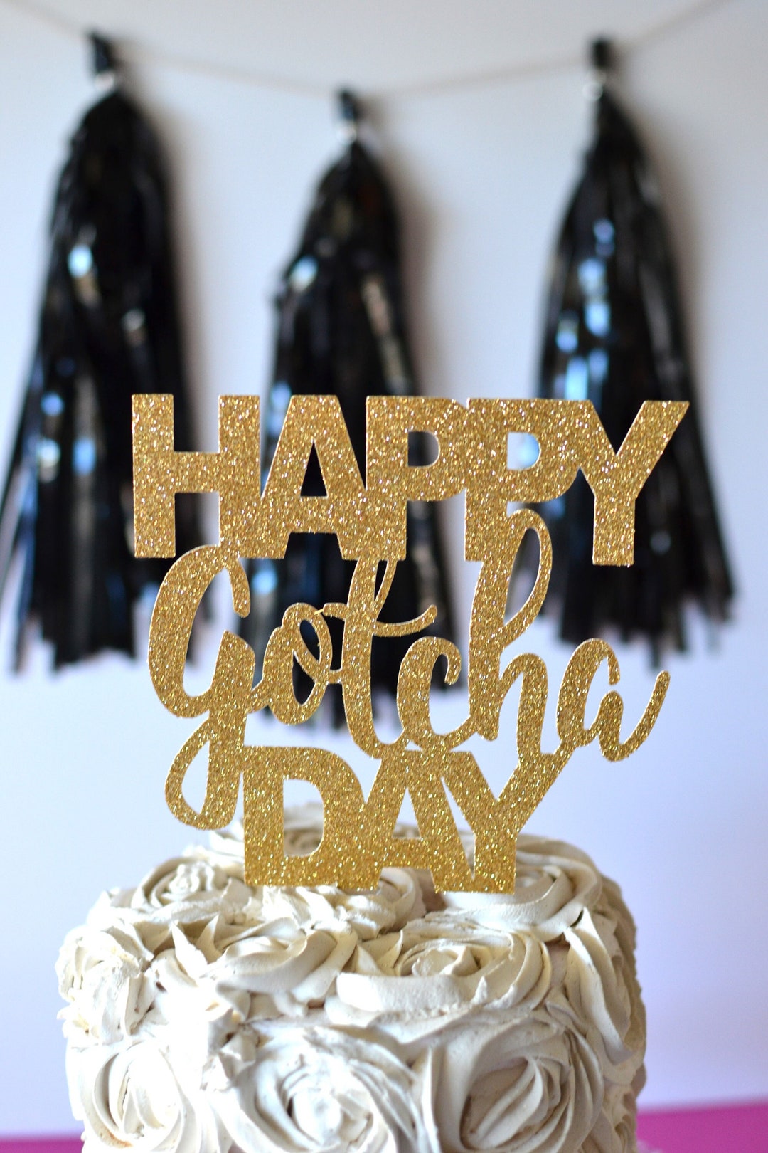 Glitter Happy Gotcha Day, Dog Birthday Cake Topper, Let's Pawty, Doggie ...