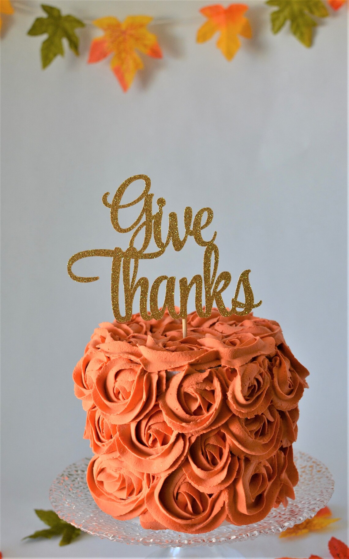 Glitter Give Thanks Topper Thankful Grateful Blessed Cake - Etsy