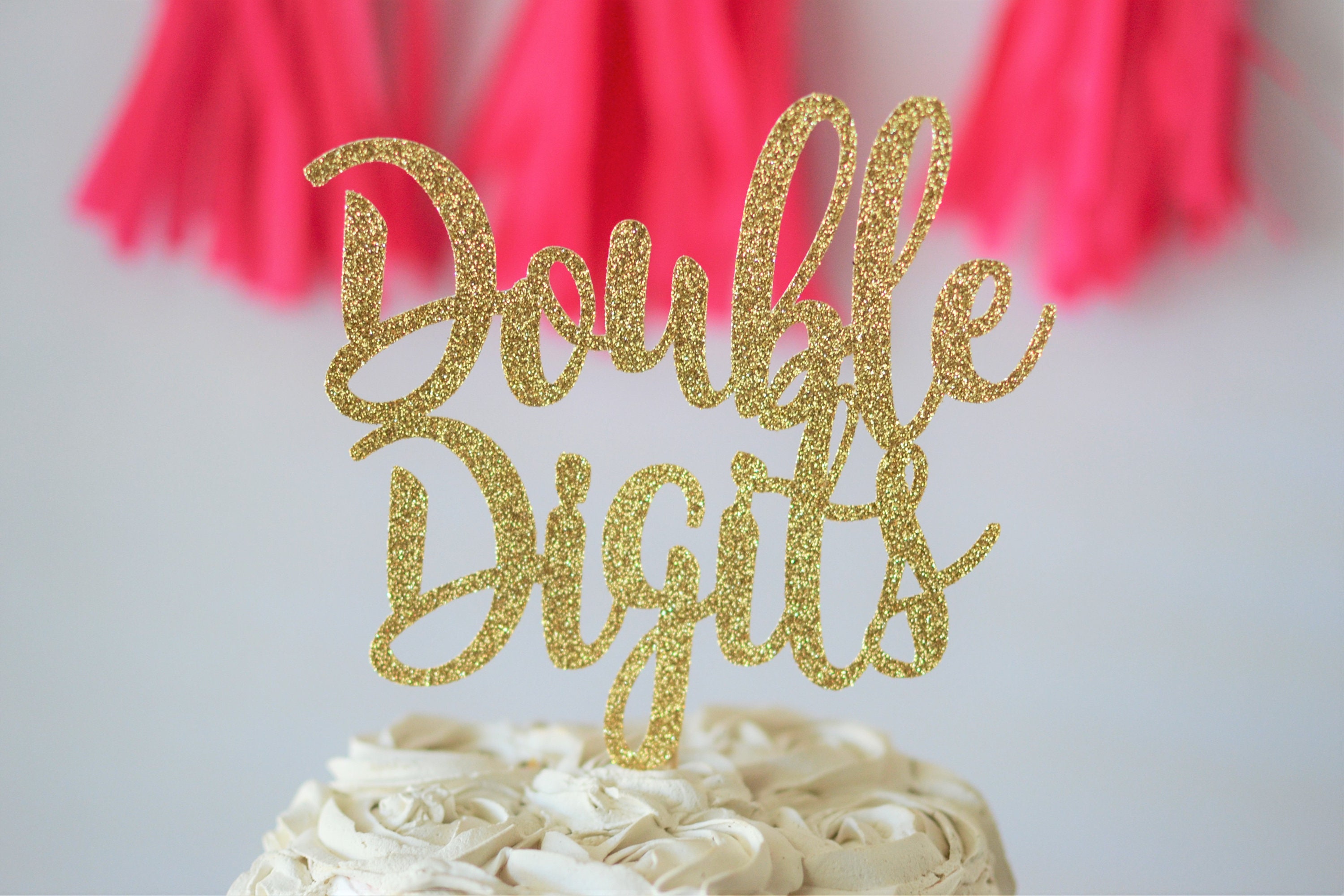 Glitter "double Digits" Ten Cake Topper, 10th Birthday, 10 Year Wedding ...