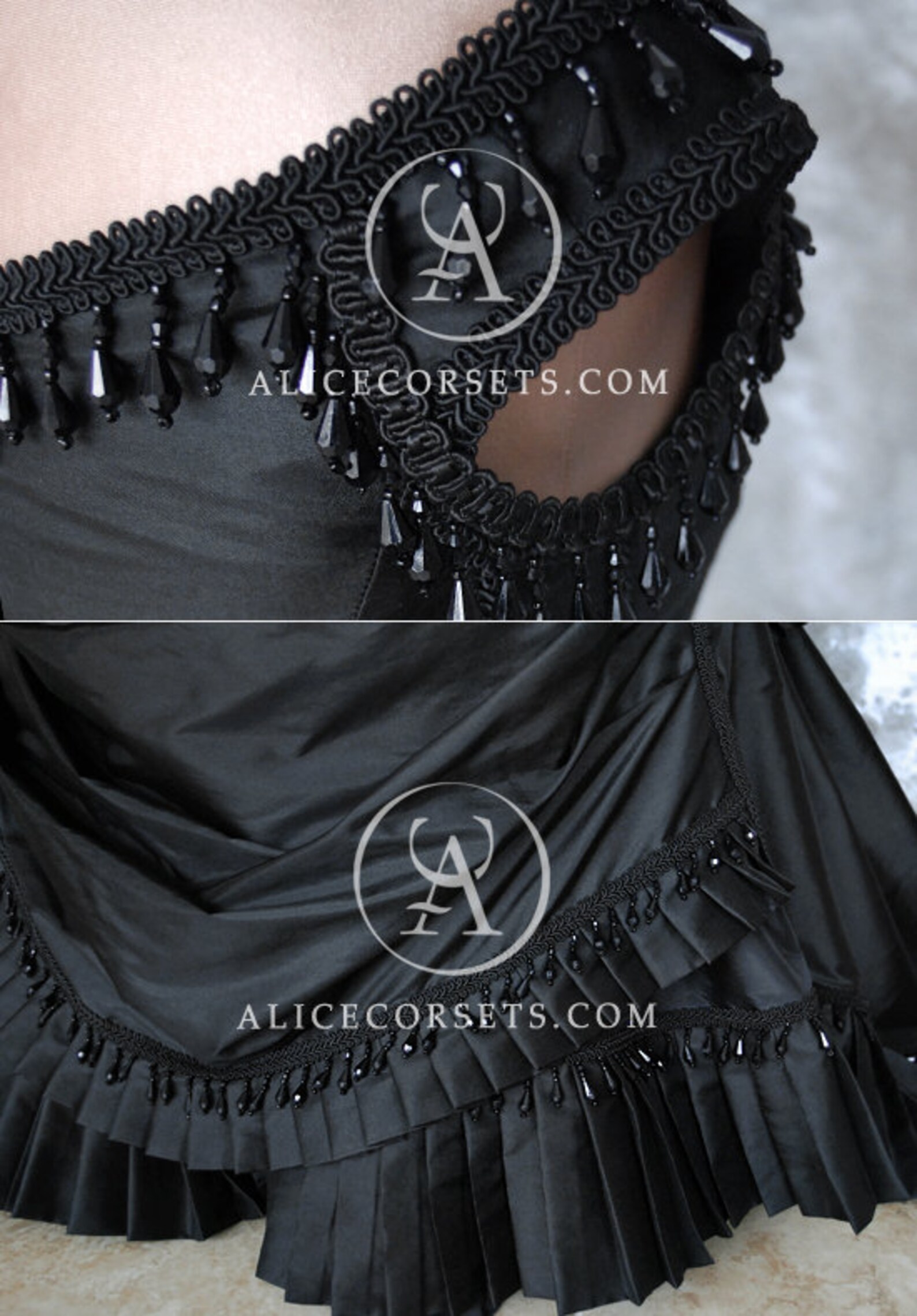 Taffeta Beaded Gothic Victorian Bustle Gown With Train - Etsy