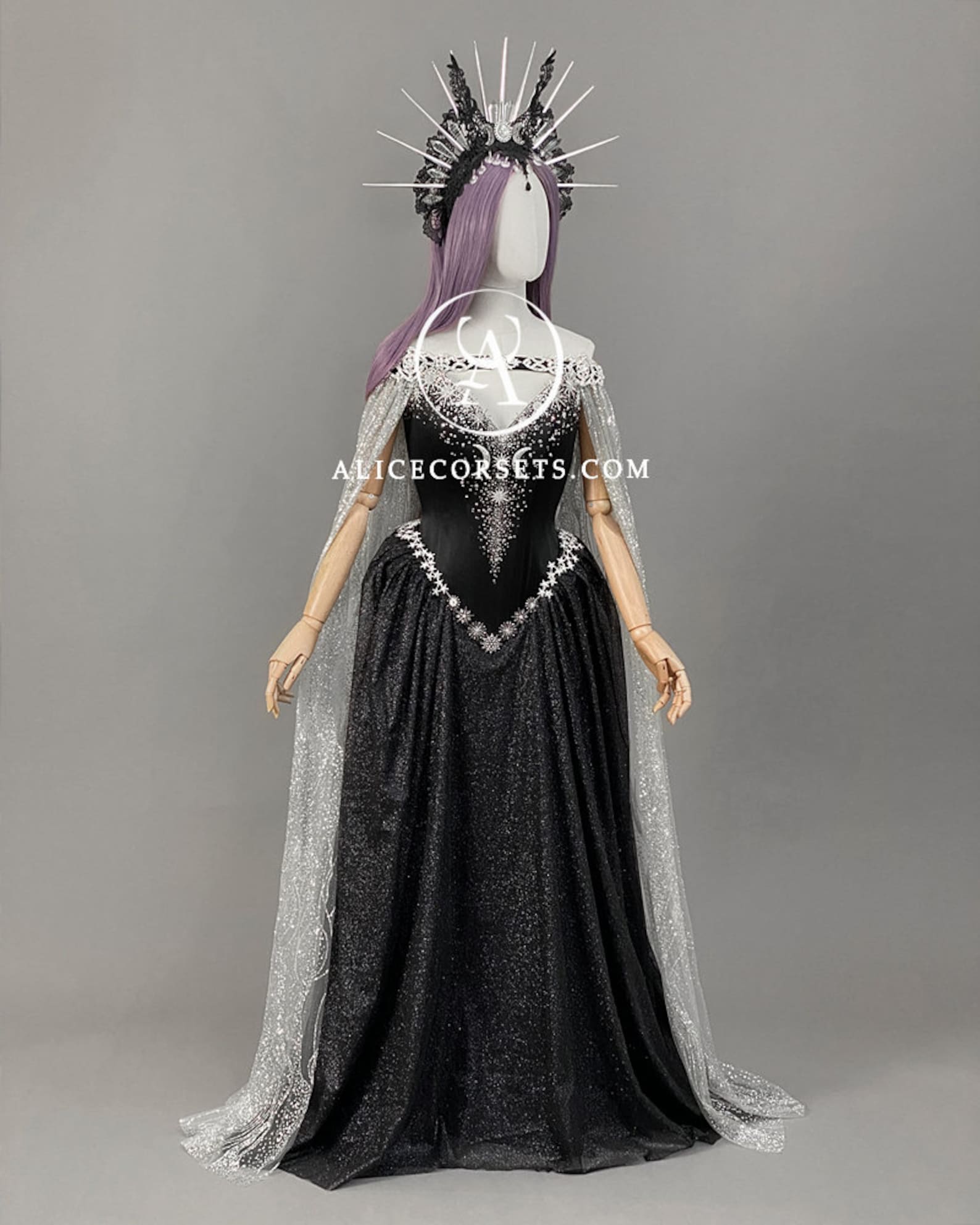 Celestial Triple Moon Goddess Corset Dress With Cape Night - Etsy