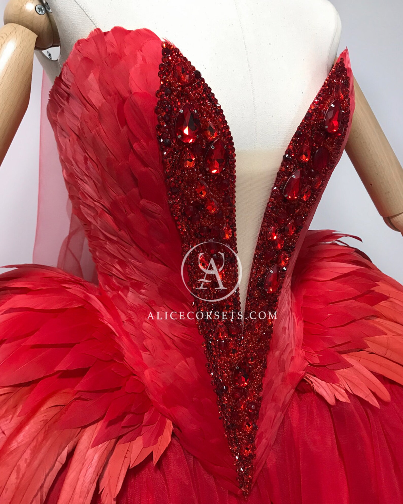 Phoenix Gothic Red Wedding Dress Dramatic Fantasy Ball Gown - Etsy
