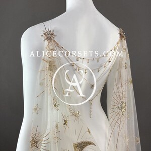 Starry Night Draped Wedding Cape Veil Stars Bridal Cape Celestial ...