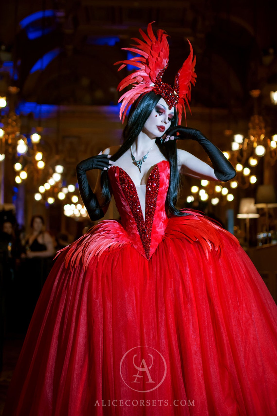 Phoenix Gothic Red Wedding Dress Dramatic Fantasy Ball Gown - Etsy