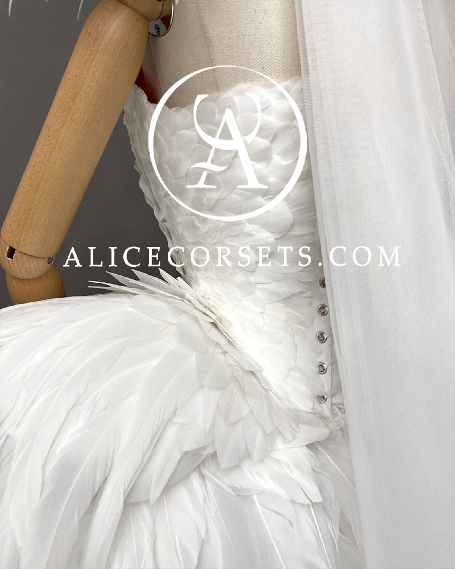 Haute Gothic Wedding Dress Feathers Gown Bloody Vampire Bridal Dress ...