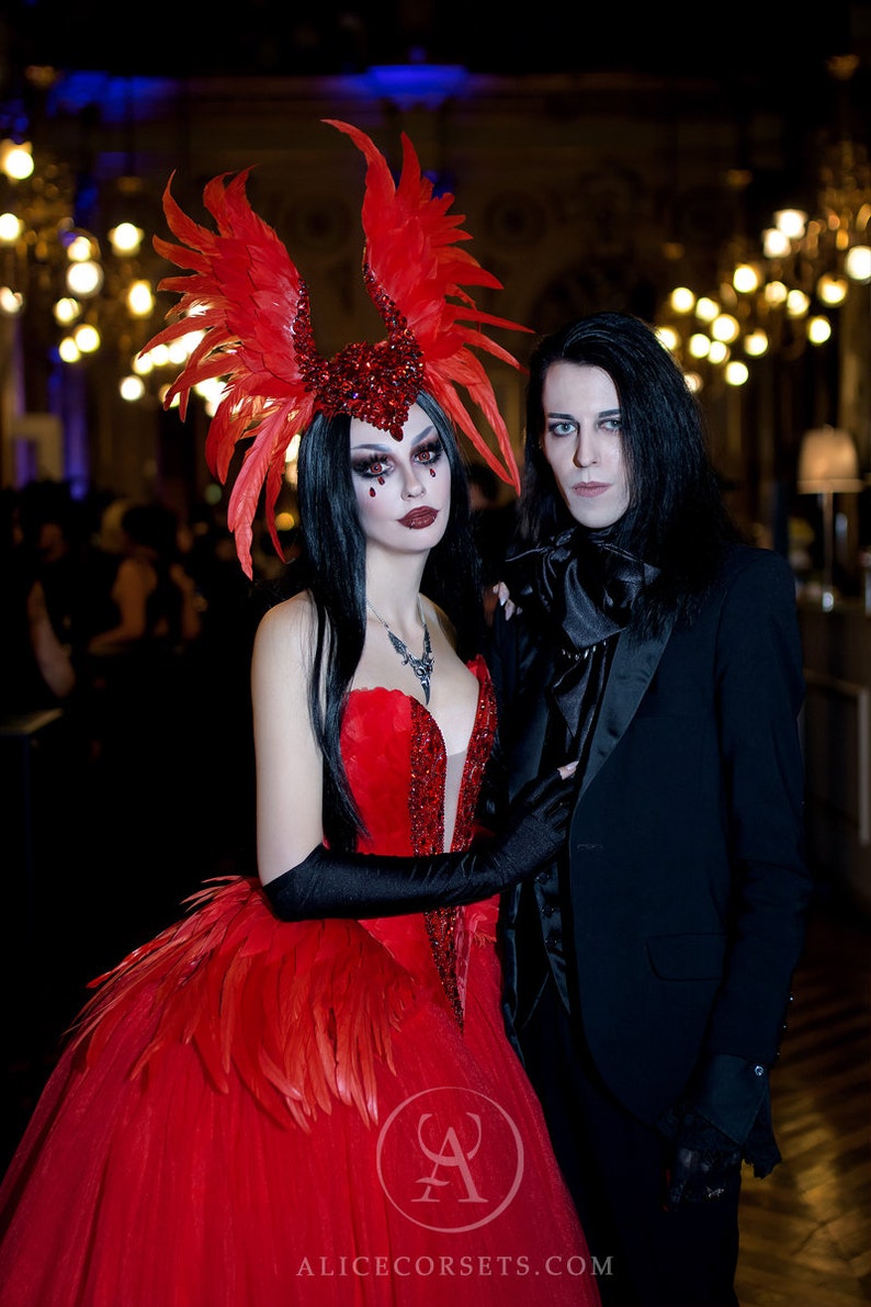 Phoenix Gothic Red Wedding Dress Dramatic Fantasy Ball Gown - Etsy