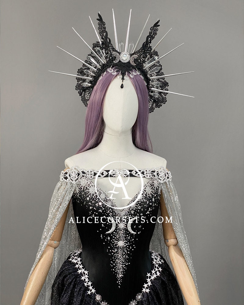 Celestial Triple Moon Goddess Corset Dress With Cape Night - Etsy