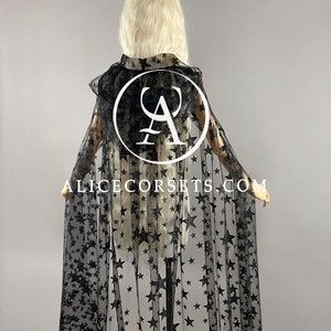 Wiccan Celestial Wedding Cape Starry Veil Stars Moon Goddess Cloak ...