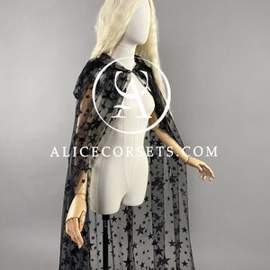 Wiccan Celestial Wedding Cape Starry Veil Stars Moon Goddess Cloak ...
