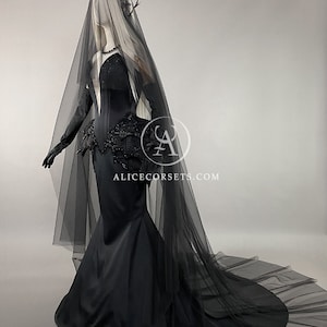 Vamp Black Wedding Corset Dress Crinoline Cage Vampire Style Gothic ...