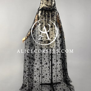 Wiccan Celestial Wedding Cape Starry Veil Stars Moon Goddess Cloak ...