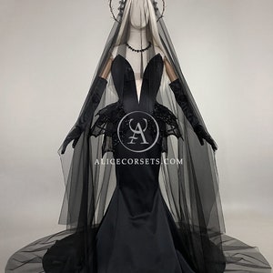 Vamp Black Wedding Corset Dress Crinoline Cage Vampire Style Gothic ...