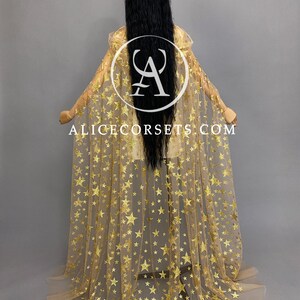 Hooded Starry Bridal Cape Fairytale Cloak Pagan Mesh Cover-up for ...