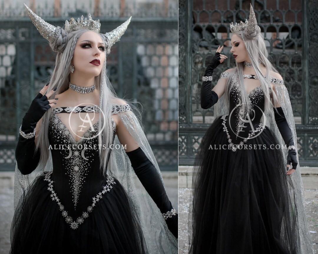 Fantasy Wedding Dress Celestial Bridal Cape Night Goddess Witchy Pagan ...