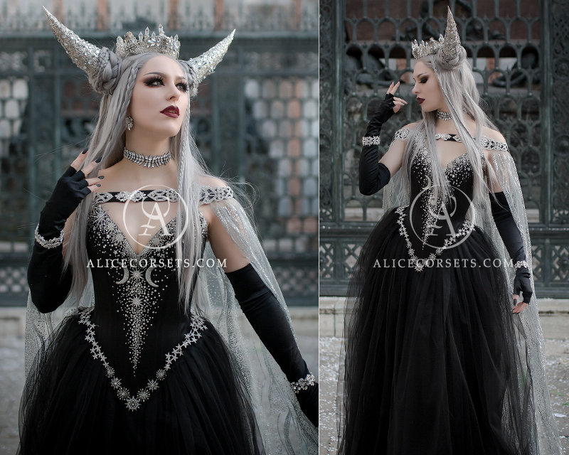 Fantasy Wedding Dress Celestial Bridal Cape Night Goddess Witchy Pagan ...