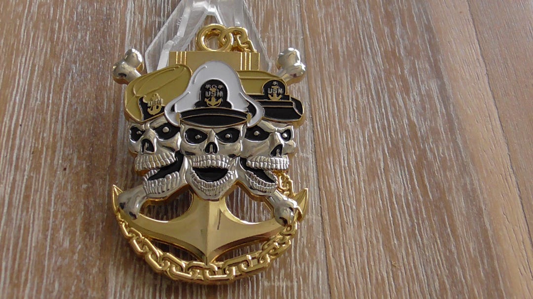 Navy Chief USN CPO Ask the Chief Three Skulls Challenge Coin - Etsy