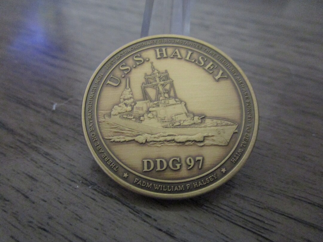 Vintage USN USS Halsey DDG 97 Hit Hard Hit Fast Hit Often Challenge ...