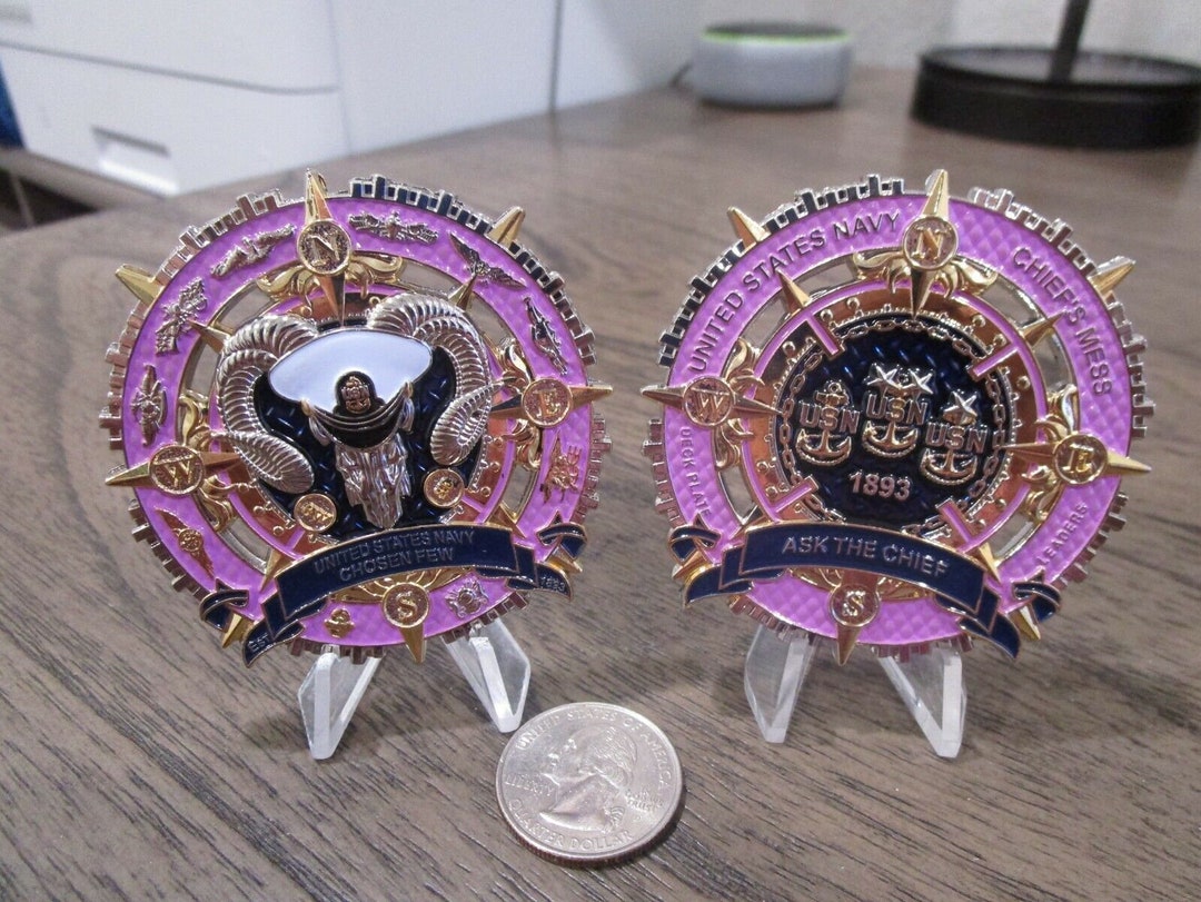 Navy Chiefs Goat Locker Chosen Few CPO Pink Compass Challenge Coin - Etsy