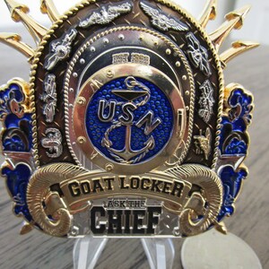 Navy Chief Chiefs Mess Goat Locker Knock Loudly CPO USN Challenge Coin ...