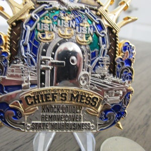 Navy Chief Chiefs Mess Goat Locker Knock Loudly CPO USN Challenge Coin ...