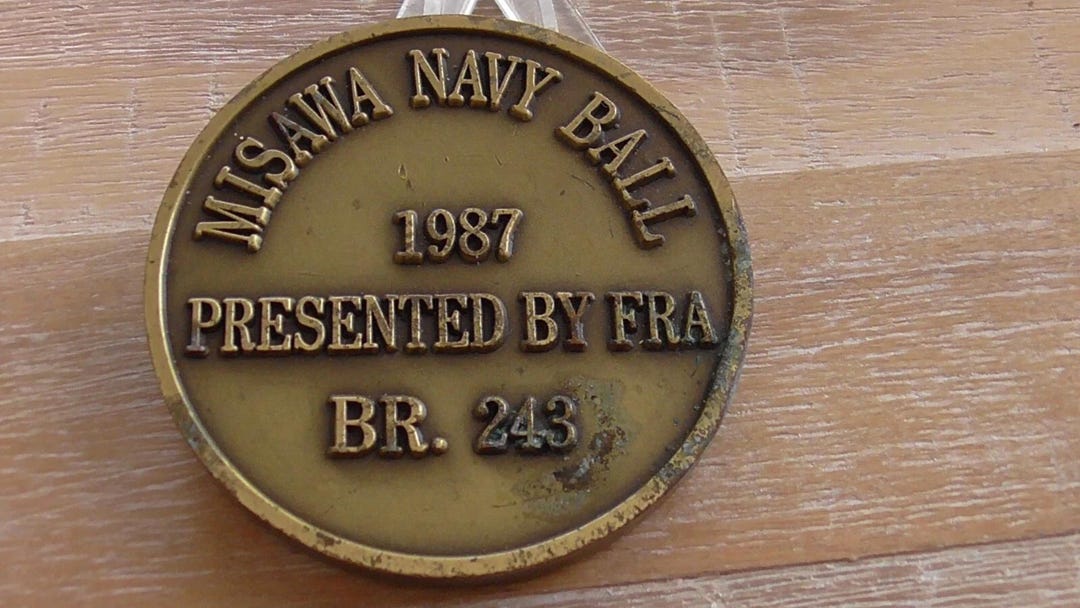 USN 1987 Misawa Navy Ball Presented by FRA BR 243 Challenge Coin #A536 ...