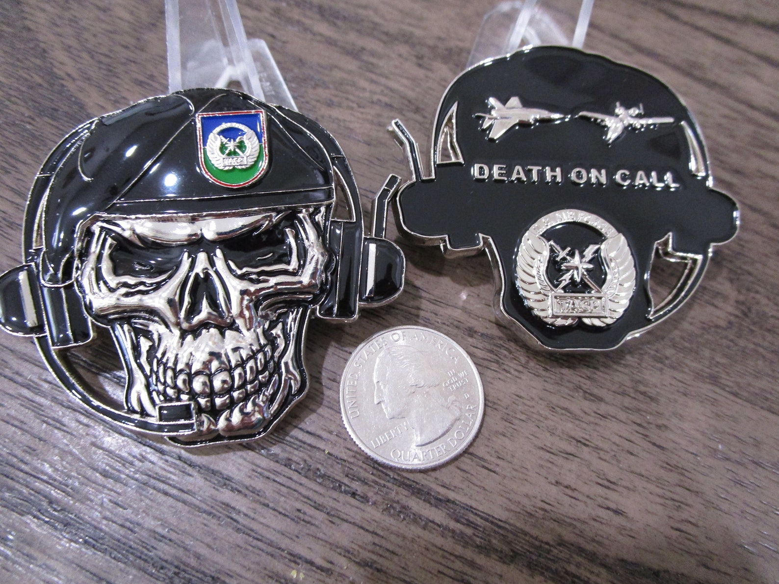 USAF TACP Tactical Air Control Party Black Beret Skull Challenge Coin ...