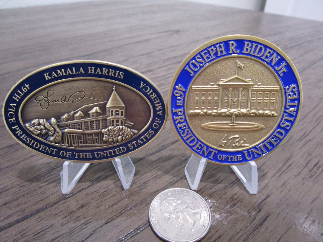 Lot of 2 Challenge Coins POTUS Joe Biden & Vice President Kamala Harris ...