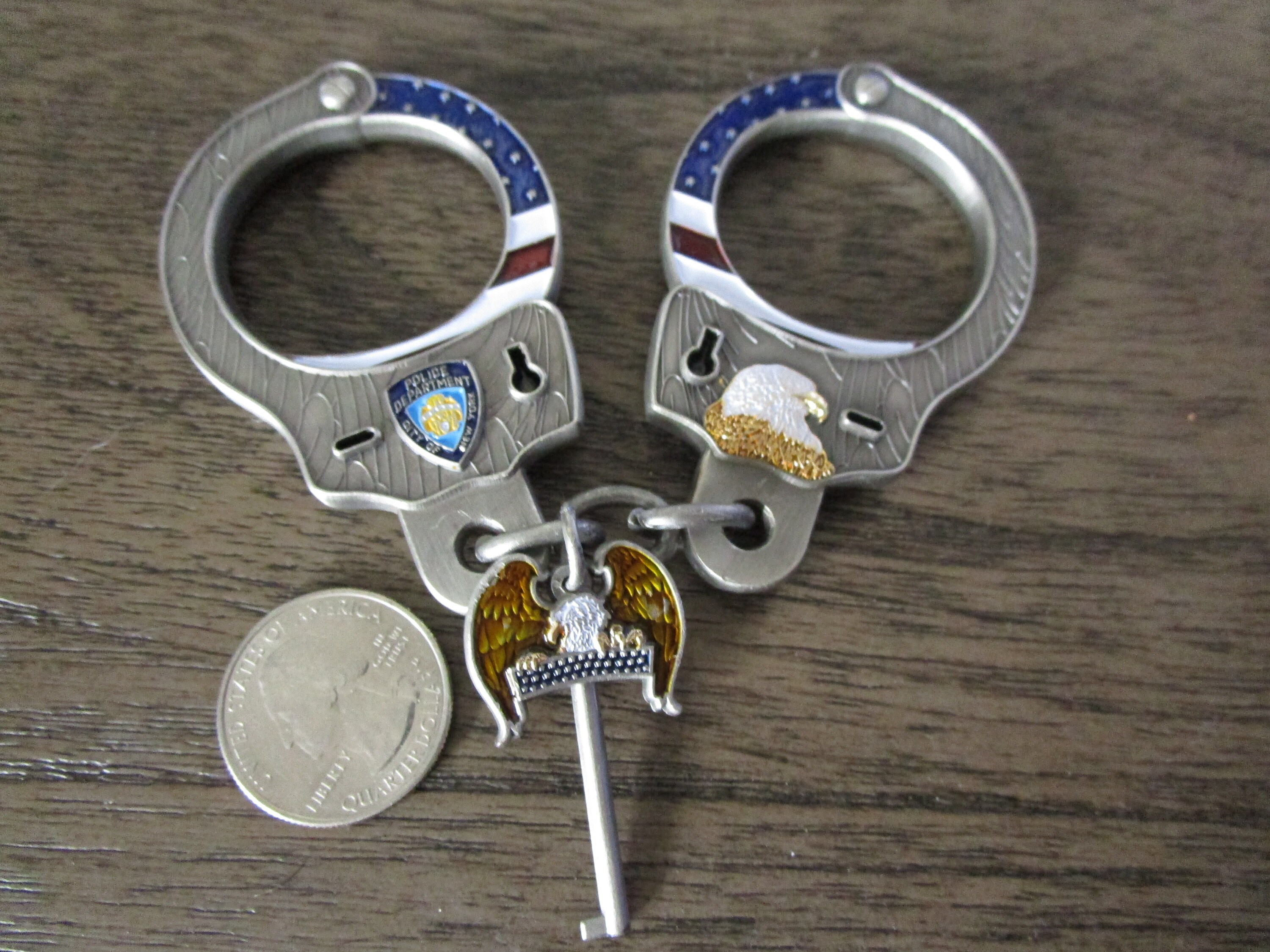 NYPD American Flag Handcuffs With Eagle Key Nickel Wood | Etsy