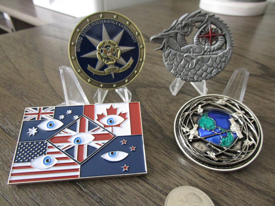 Lot of 4 Intelligence Challenge Coins NGA NSA Five Eyes Intelligence ...