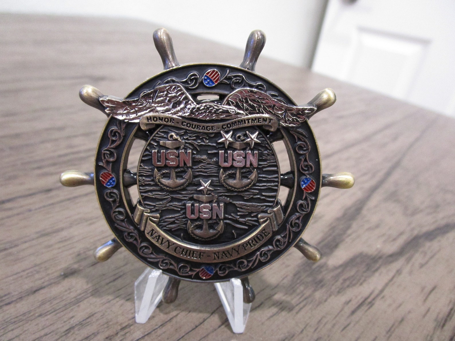 USN USS Constitution Ship 's Wheel Navy Chief Navy Pride | Etsy