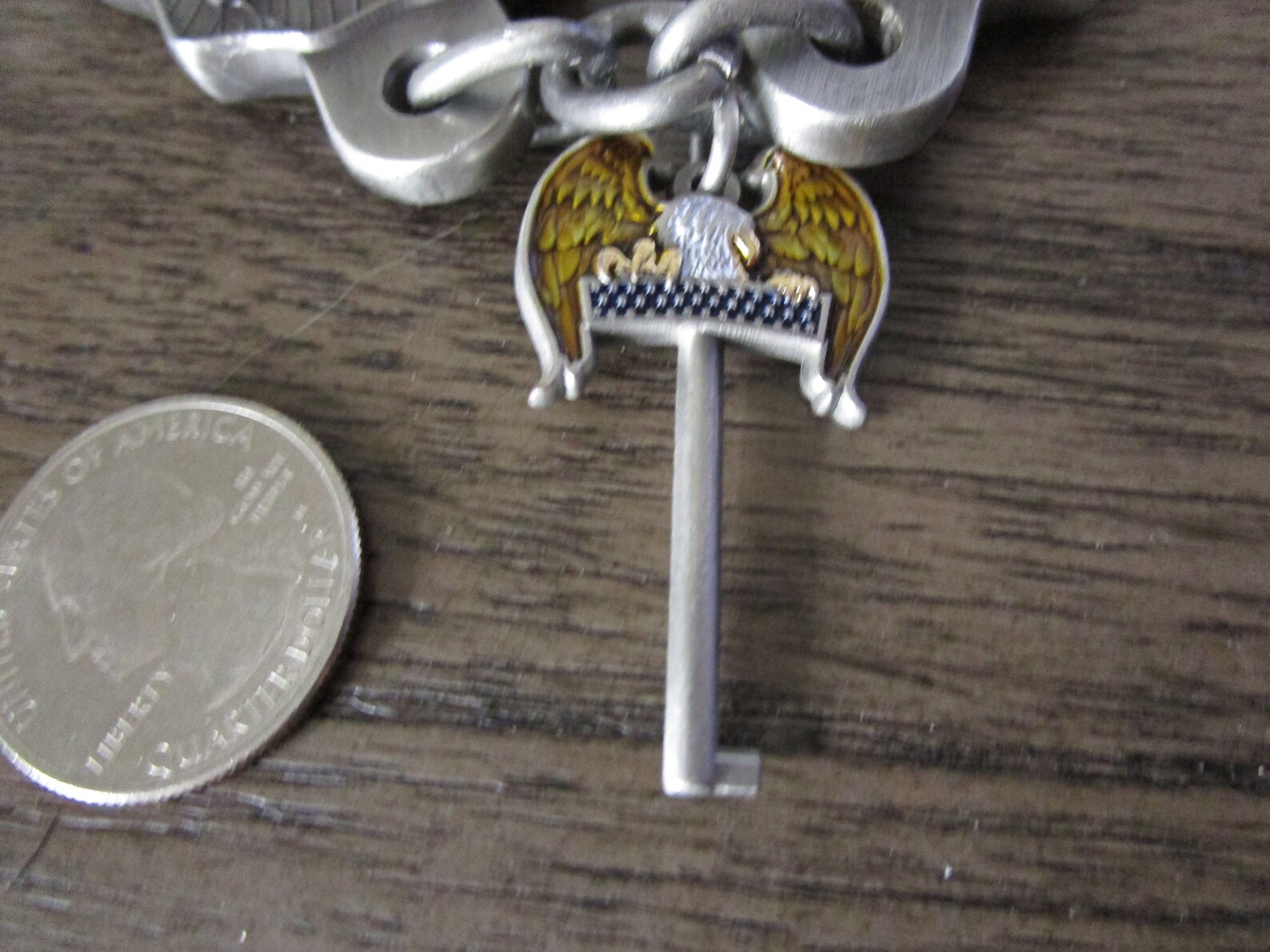 NYPD American Flag Handcuffs With Eagle Key Nickel Wood Version ...