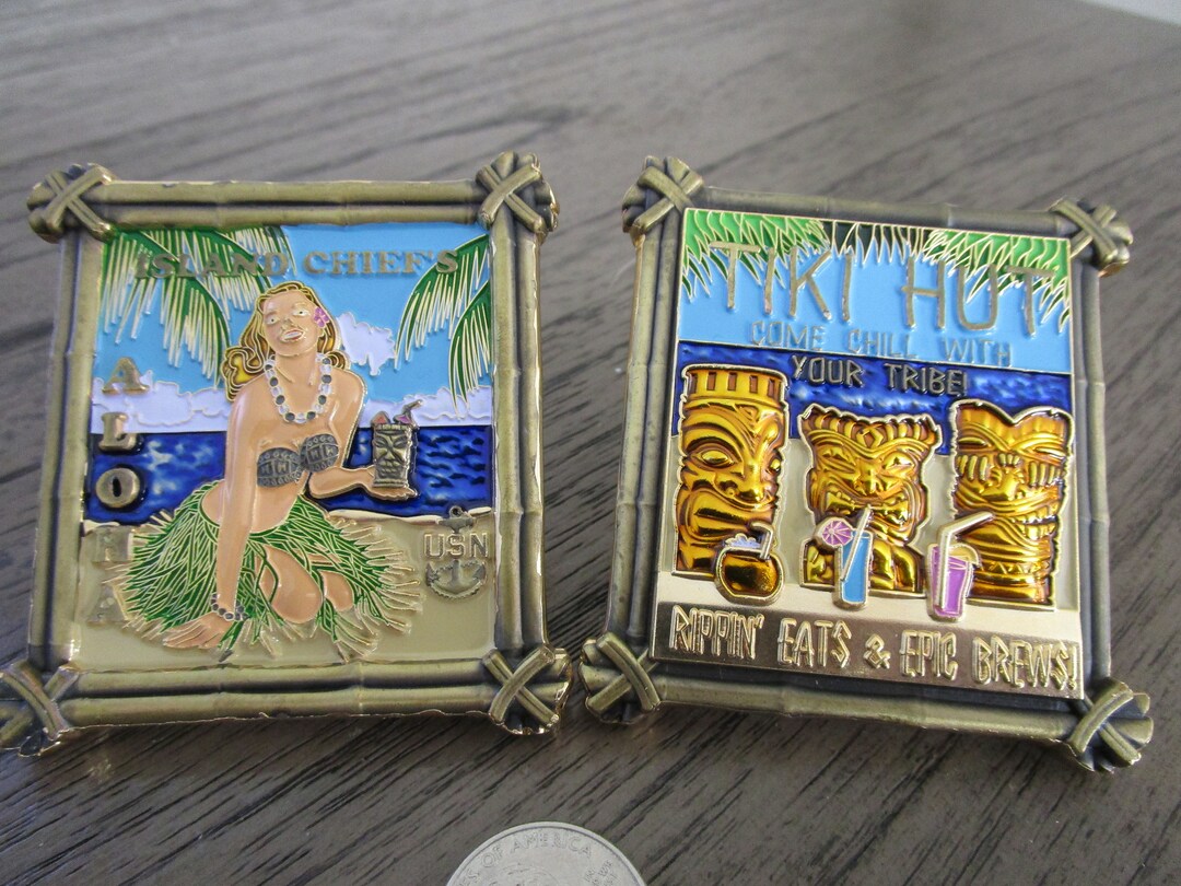 Large Island Chief Tiki Hut Hawaii Navy CPO USN Pin up Girl Challenge ...
