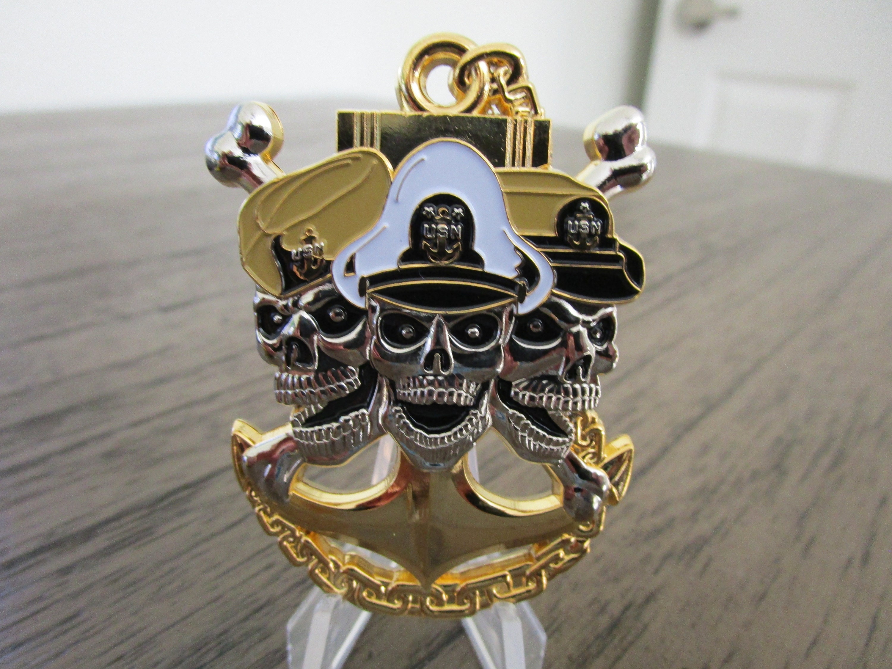 USN Navy Chief Petty Officer Three Skull Ask the Chief CPO Challenge ...