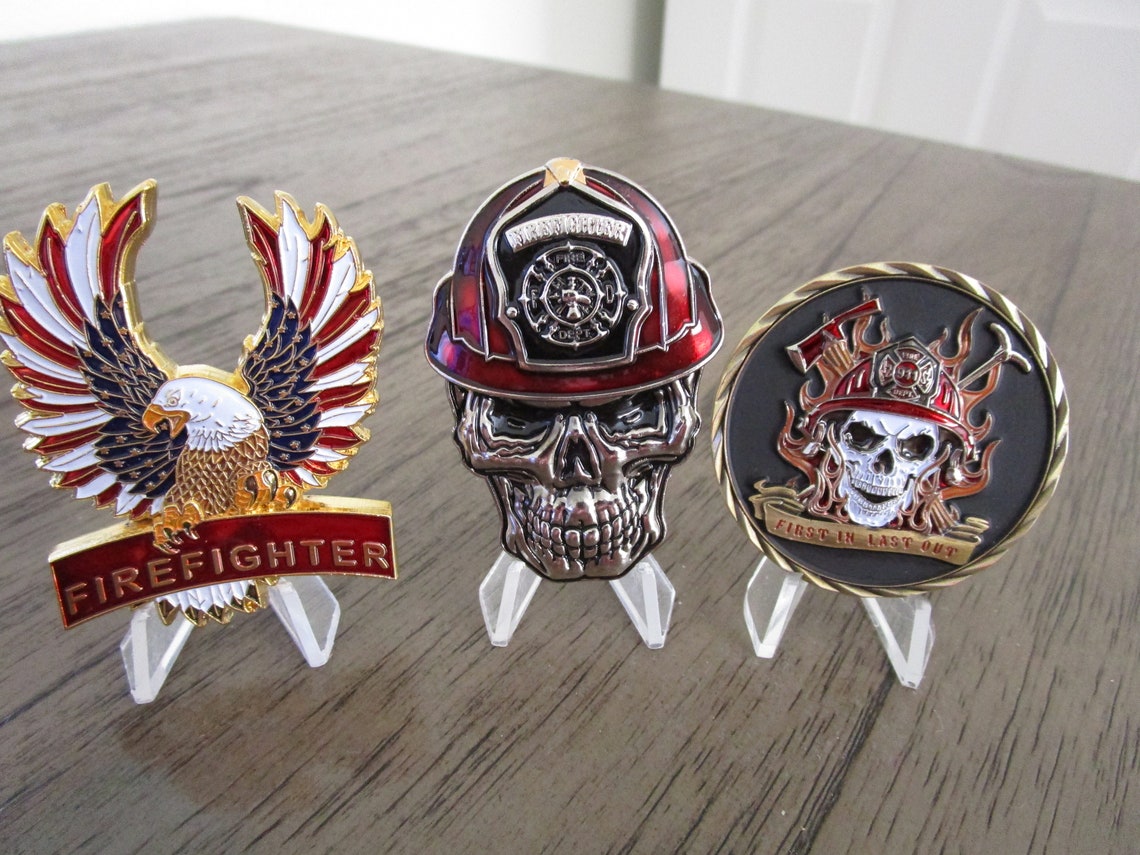 Set of Three Firefighter Challenge Coins Firefighters Prayer - Etsy