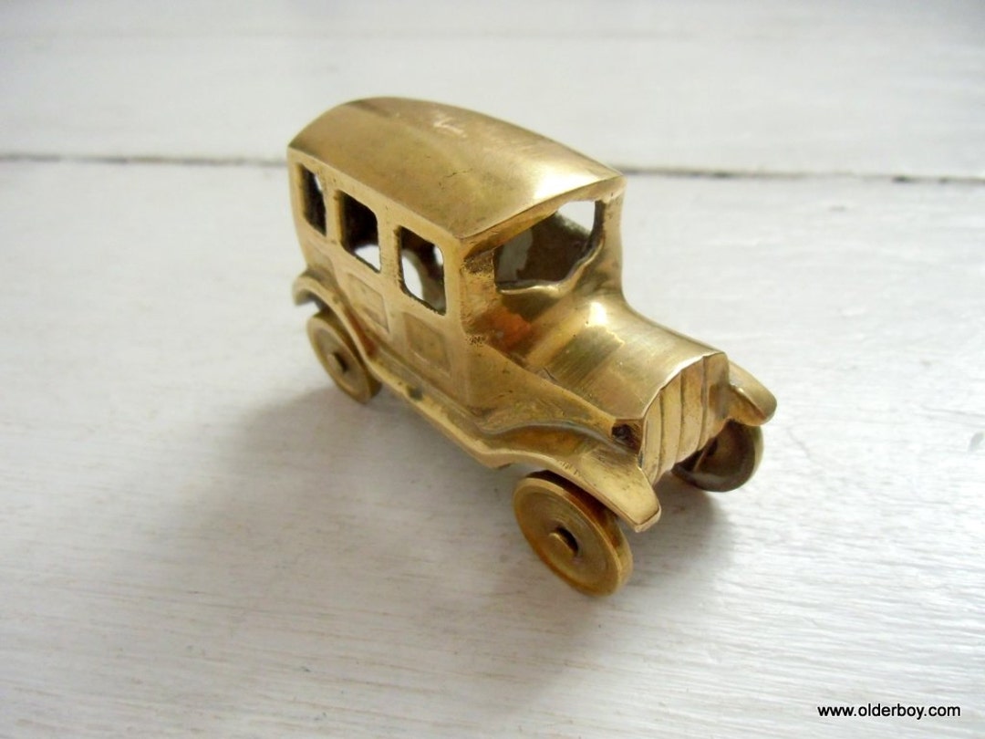 Small BRASS CAR Model Diecast Metal Car Collectible Diecast Little Car ...