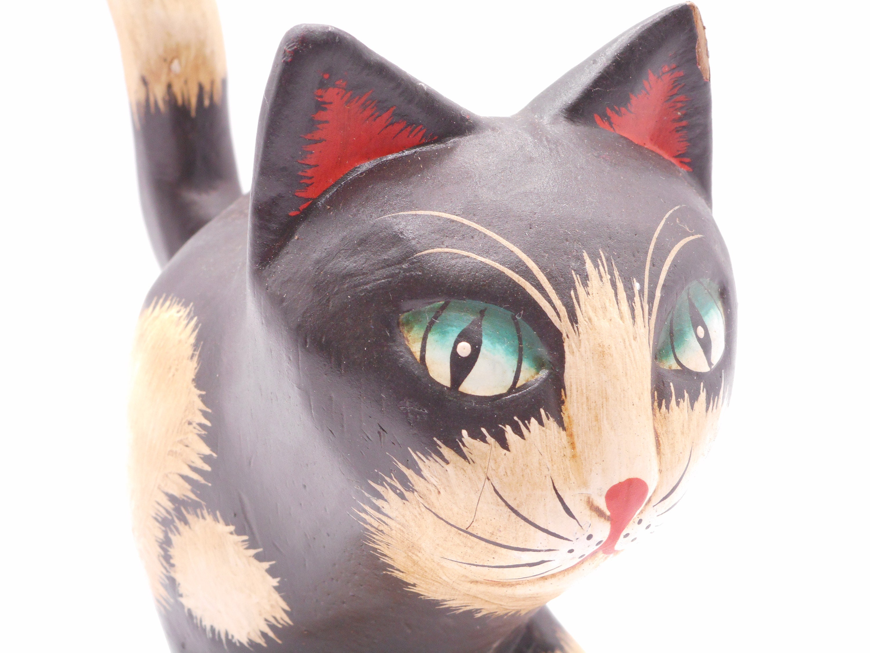 Vintage Wooden Shitting Cat Figurine / Wood Lazy Collectible - Etsy