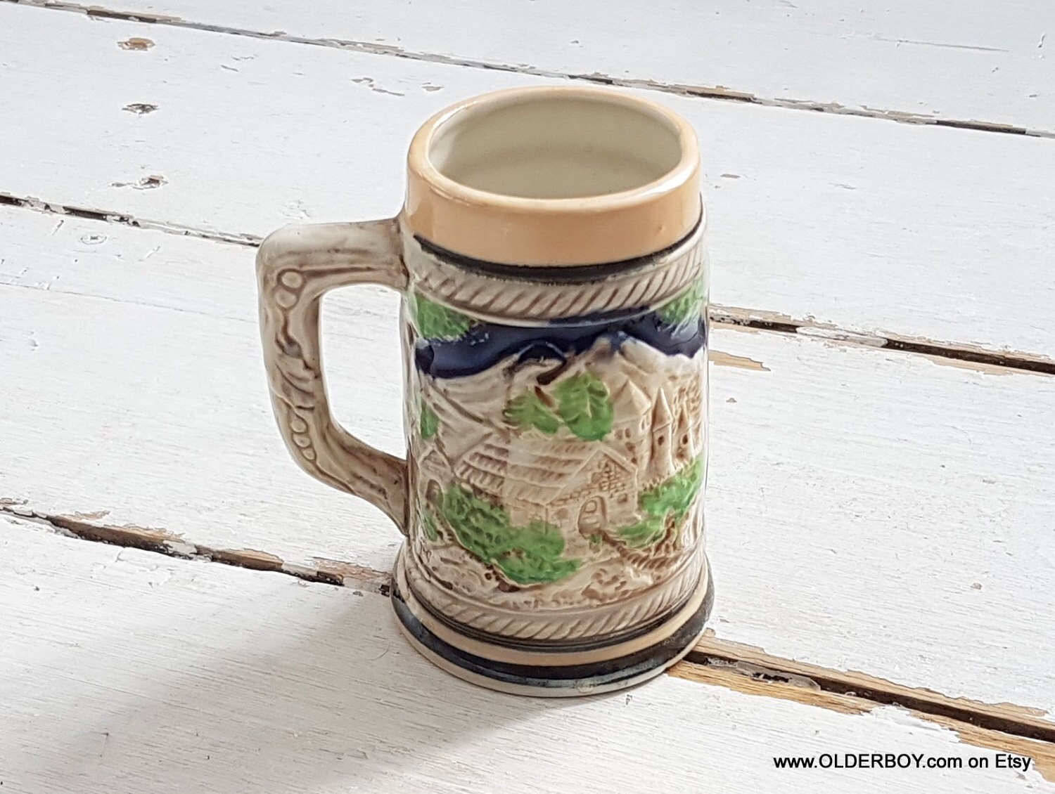 Ceramic Beer Stein Vintage Stein Hand Painted Porcelain Mug - Etsy