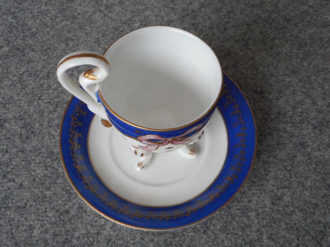 Porcelain Espresso Cup on Four Legs With Plate Vintage Decorative Tiny ...