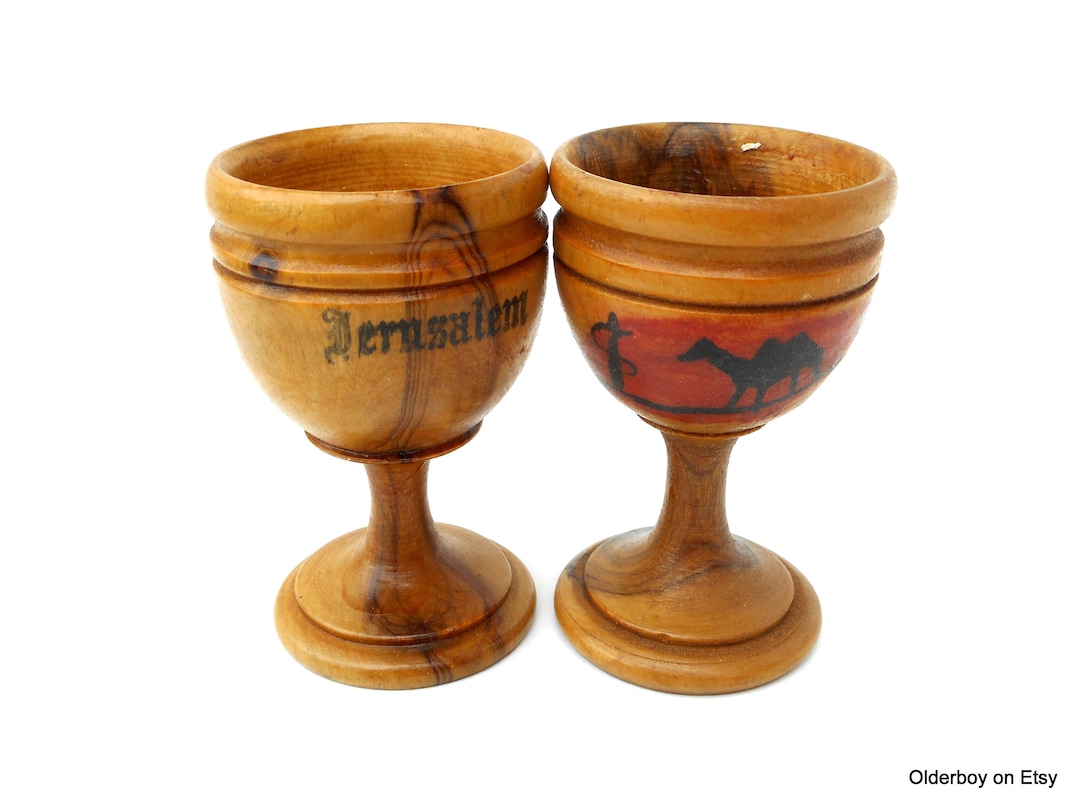 Vintage Jerusalem Wooden Cups: Collectible Souvenir Set - Etsy