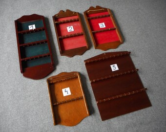 Wood Spoon Rack, Vintage Hanging Wooden Display for 18 Collectible or ...