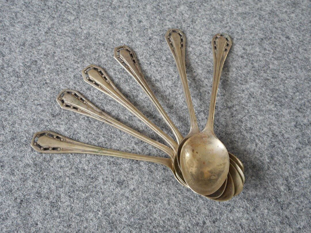 Rare Vintage Set of 6 Silverplated EPNS Tea Spoons Unique Collectible ...