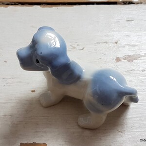 Hand Painted Porcelain Dogs Figurine - Blue Ceramic Vintage Dog ...