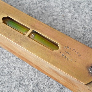 C.1940s Vintage Small Spirit Level British Made / Old Wooden and Metal ...